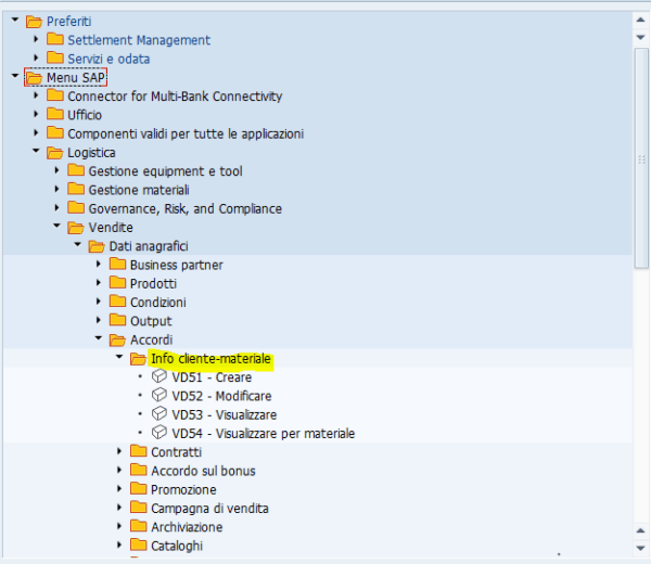 Informazioni cliente - materiale: le transazioni SAP VD51 VD52 VD53 ...